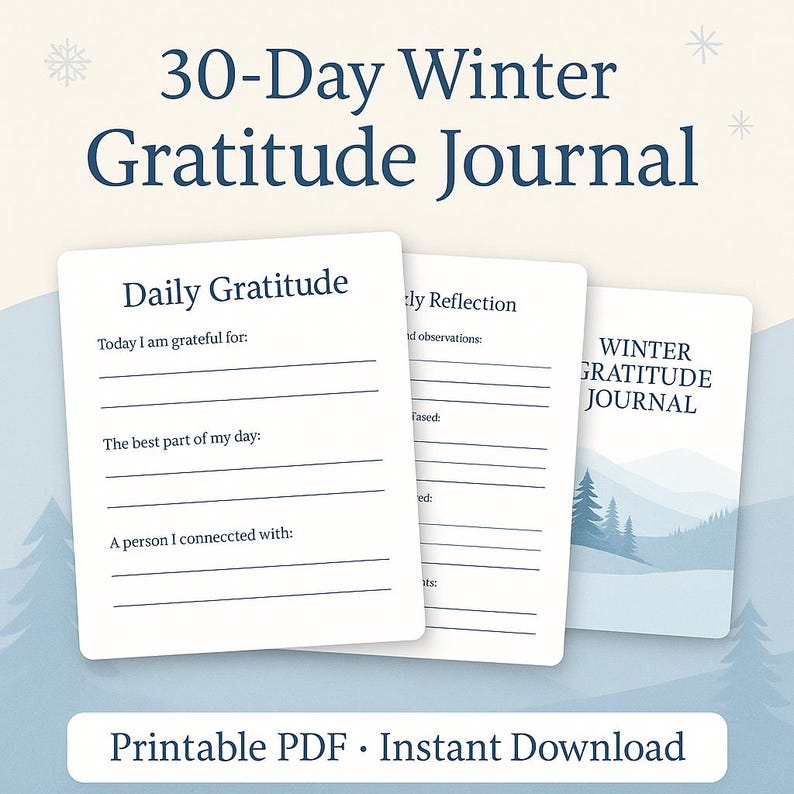 30-day Winter Gratitude Journal – Printable PDF - Etsy