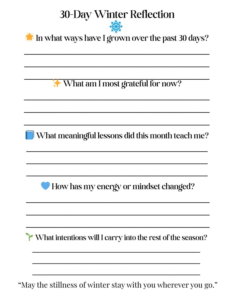 30-day Winter Gratitude Journal – Printable PDF - Etsy