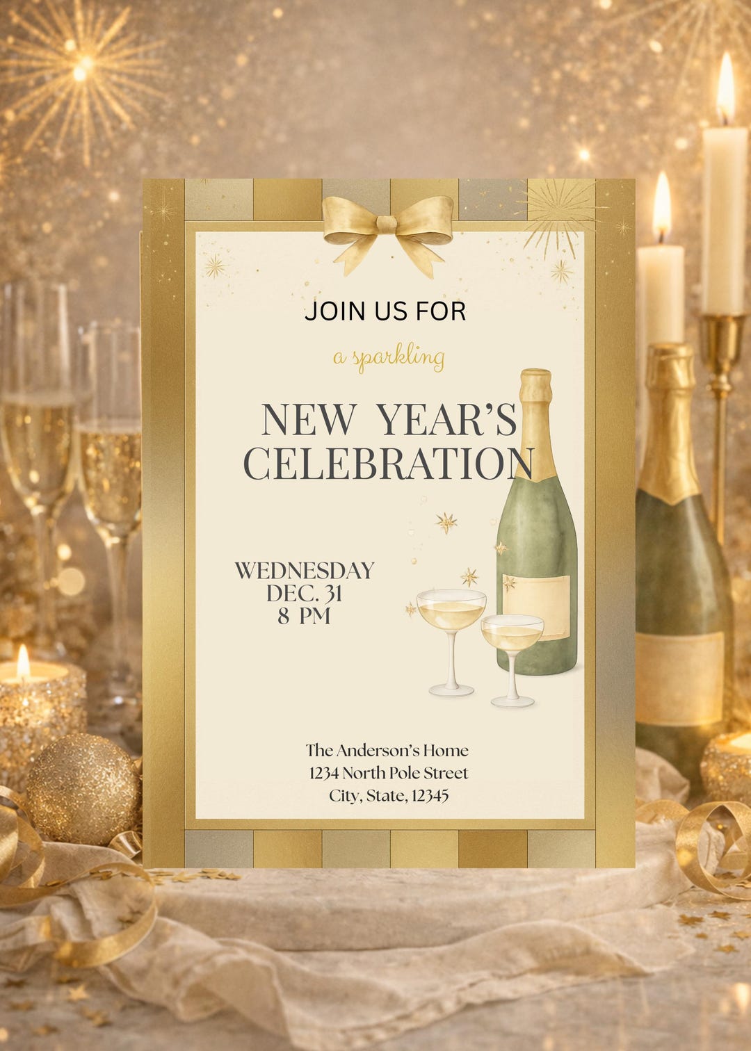 2026 New Year Party Invitation Editable Printable Digital Download - Etsy