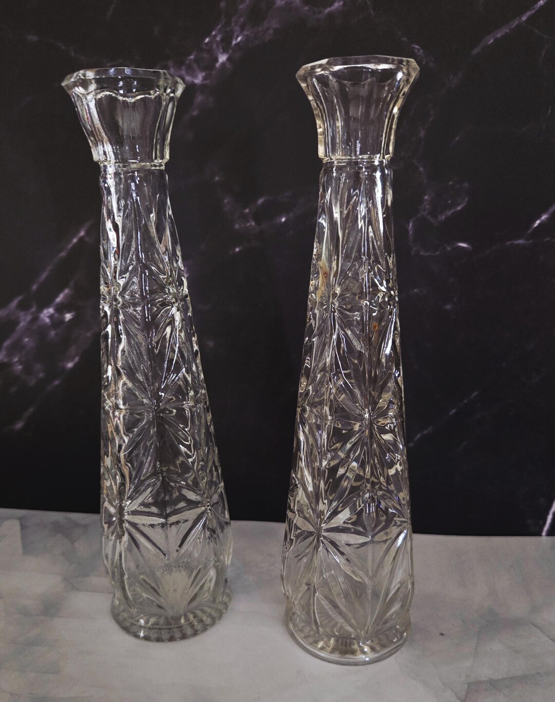 Hoosier Glass Starburst Daisy Pattern Bud Vases - Etsy