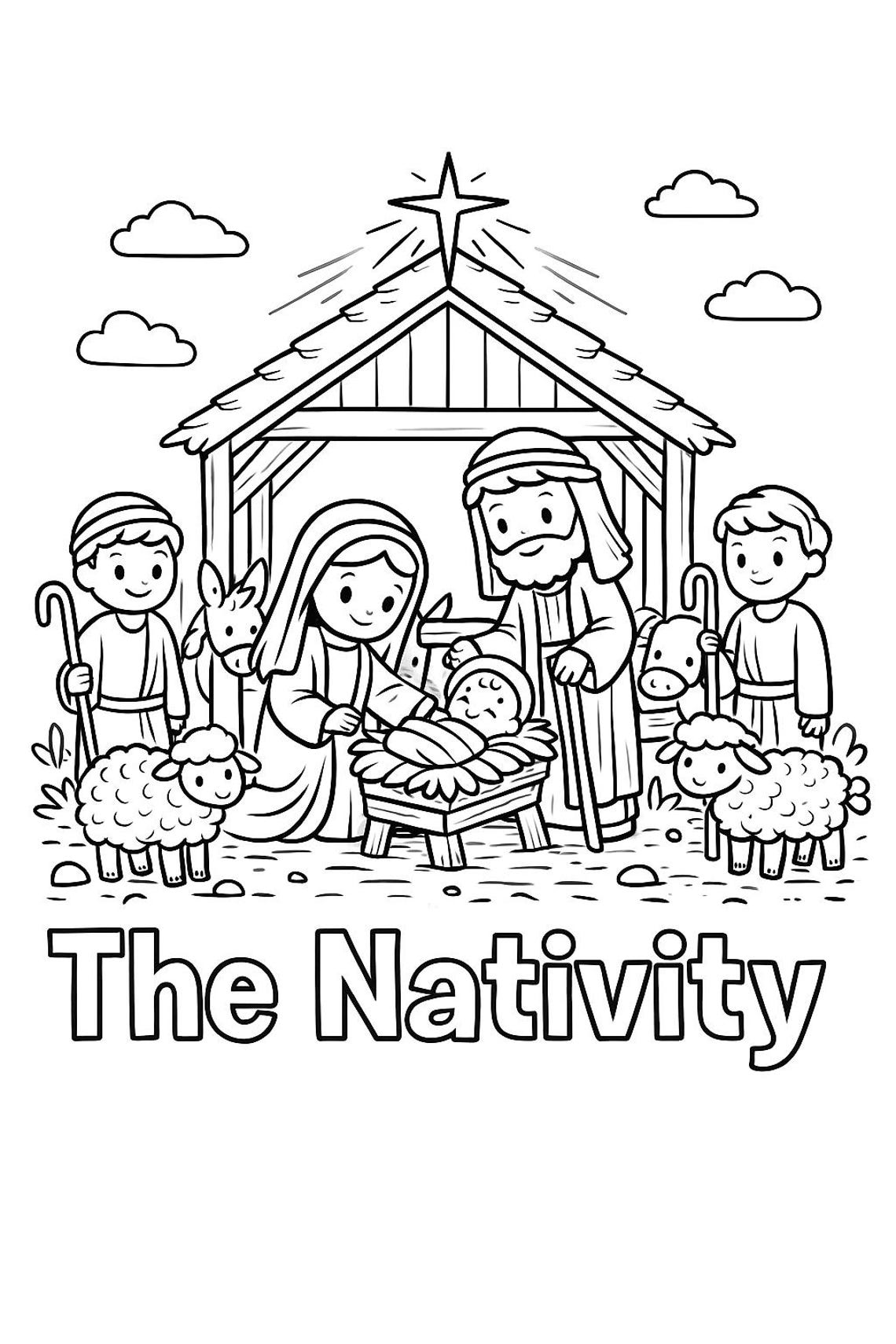 The Nativity Coloring Page - Etsy