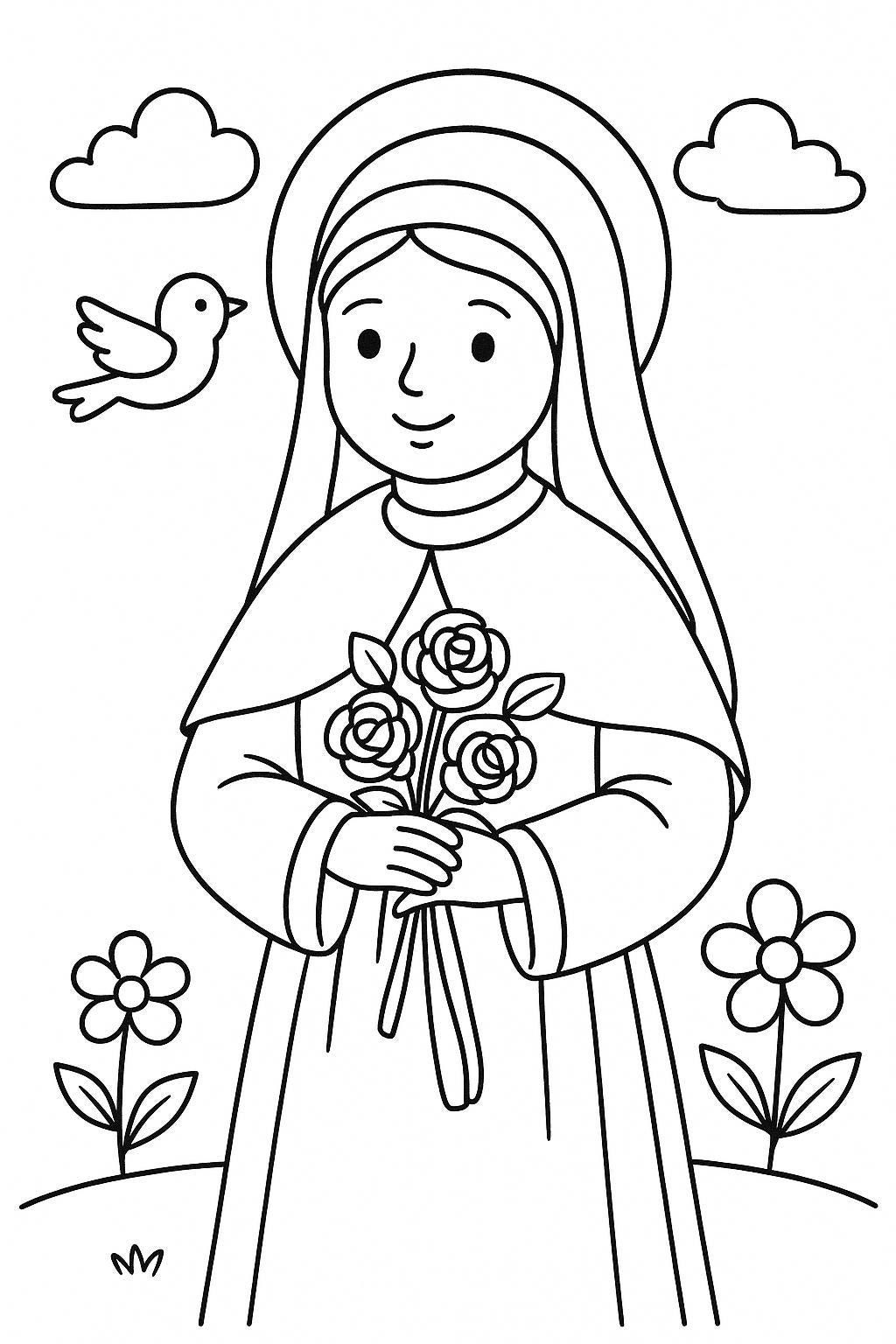 St. Therese of Lisieux Coloring Page - Etsy