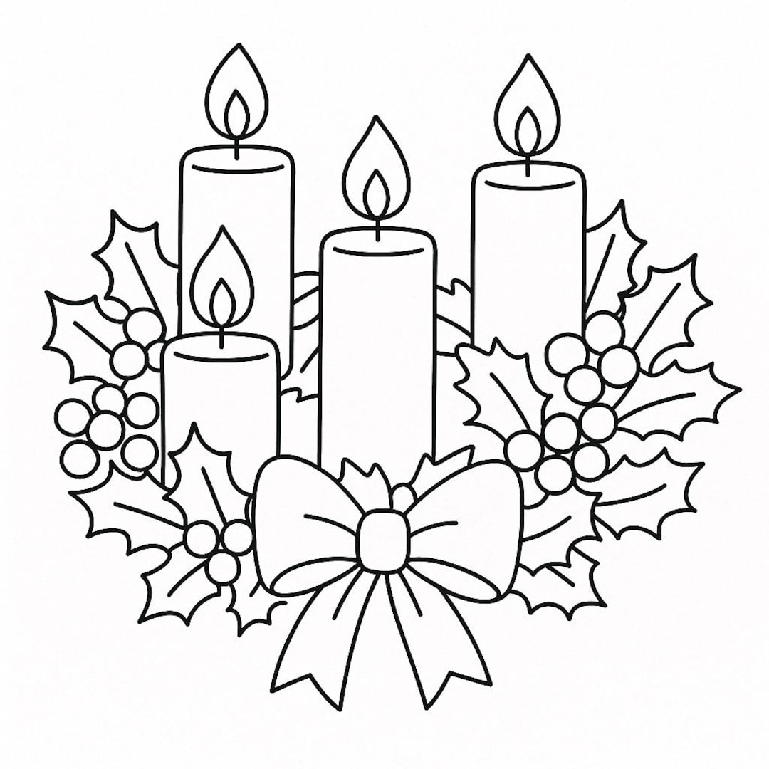 Simple Advent Wreath Coloring Page - Etsy