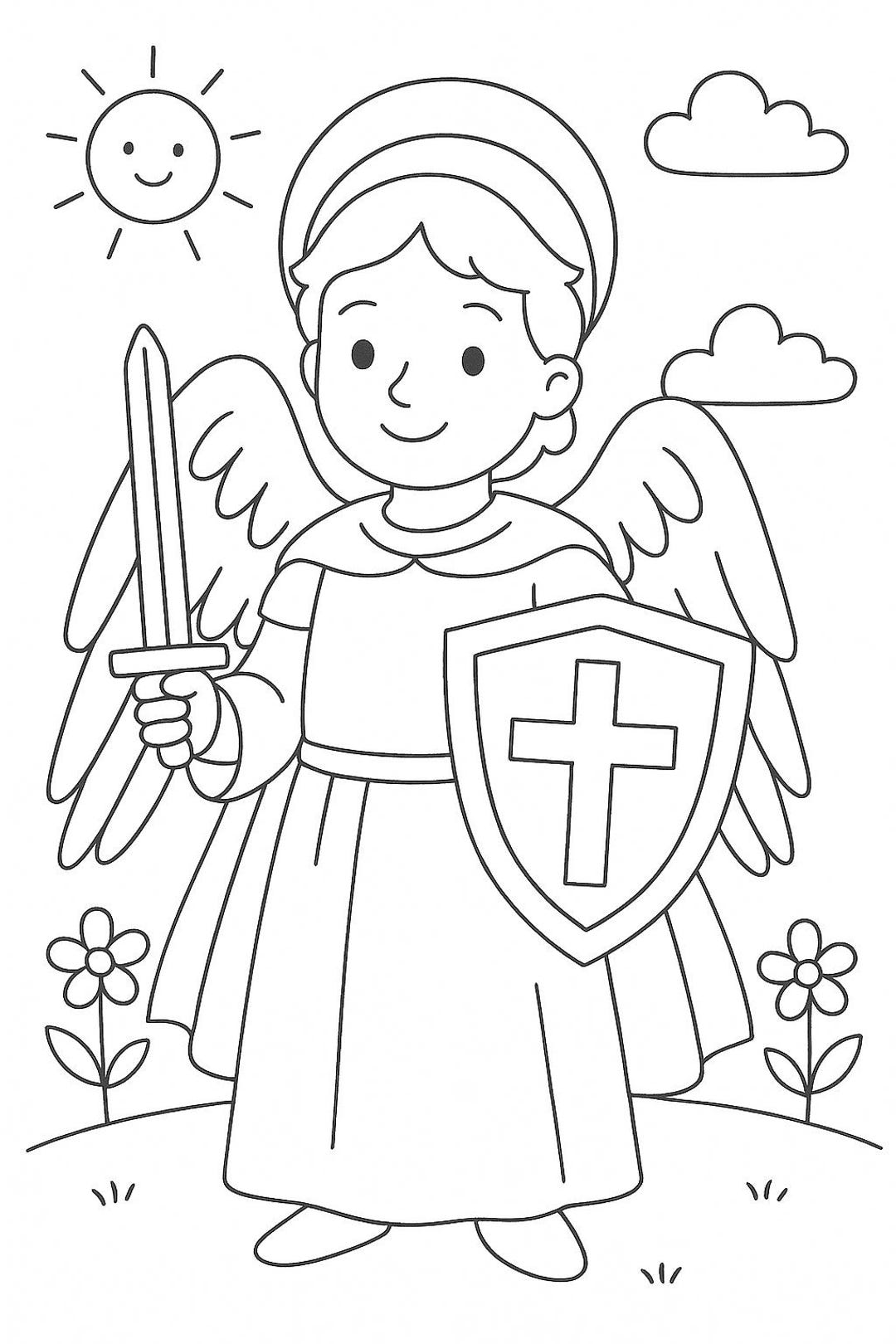 St. Michael the Archangel Coloring Page - Etsy