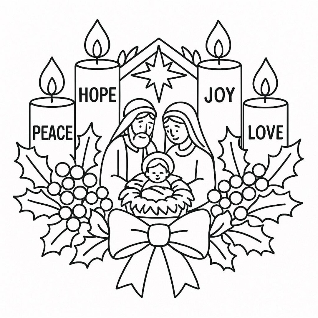 Advent Wreath With Labeled Candles and the Holy Family - Etsy