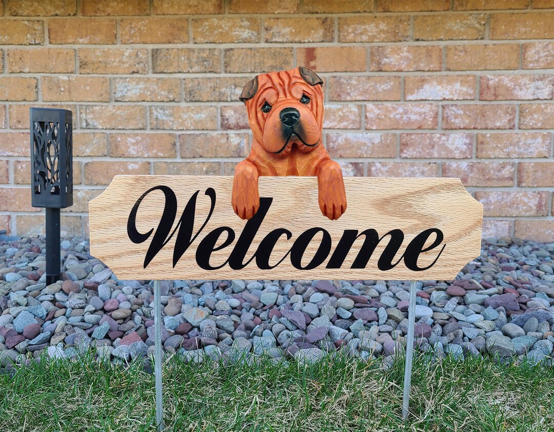 Chinese Shar Pei Topper Garden Sign - Multiple Colors Available - Etsy