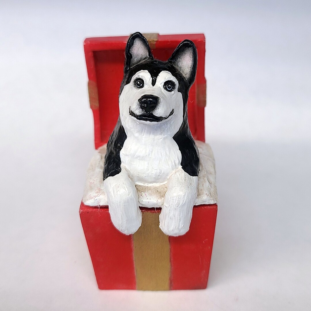 Husky Puppy in a Gift Box Christmas Ornament - Etsy