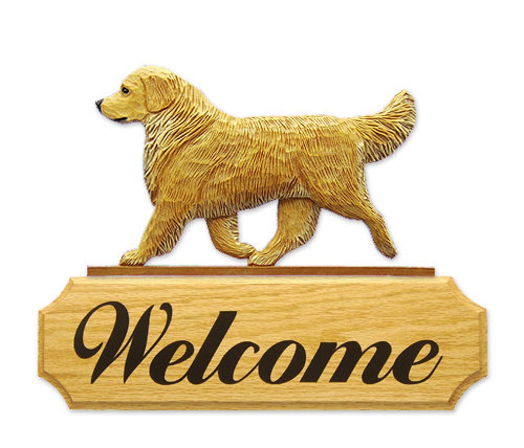 Golden Retriever Welcome Sign - Multiple Colors Available - Etsy