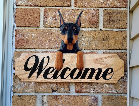 Doberman Wall Sign Custom Lettering Available | Etsy