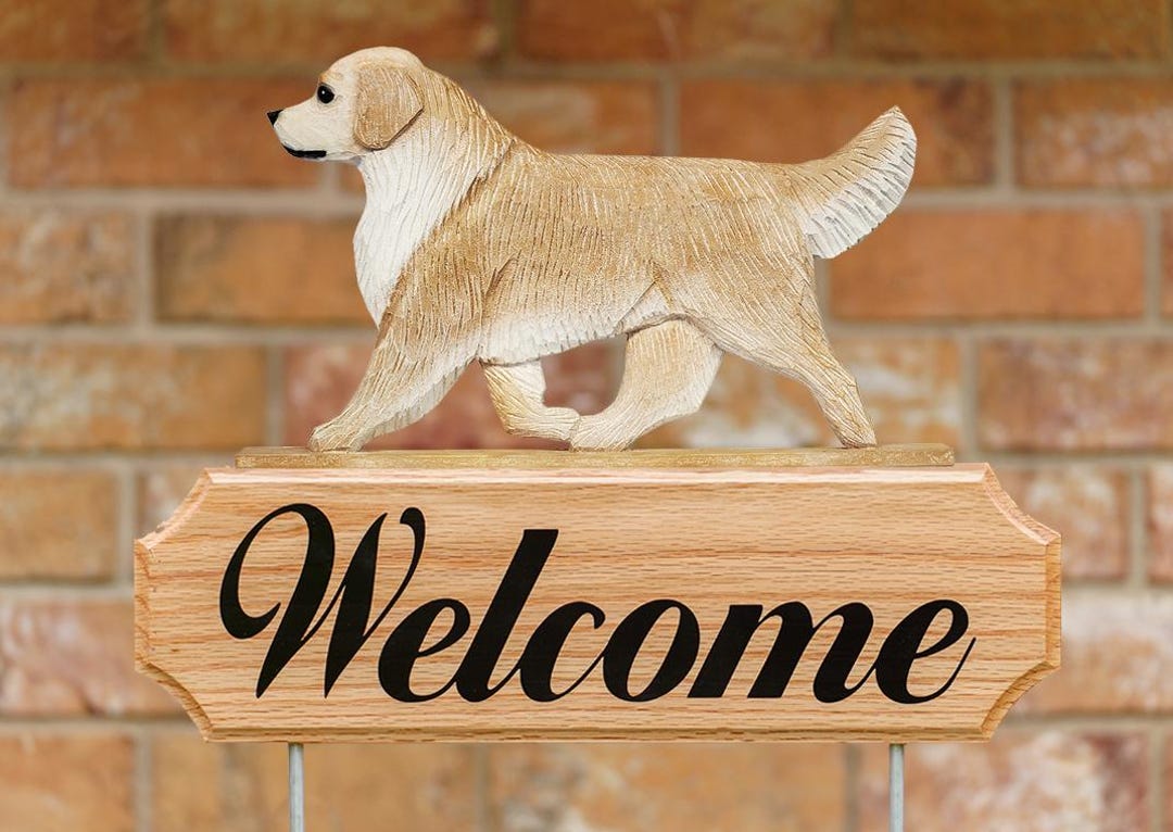 Golden Retriever Welcome Stake Sign - Multiple Colors Available - Etsy