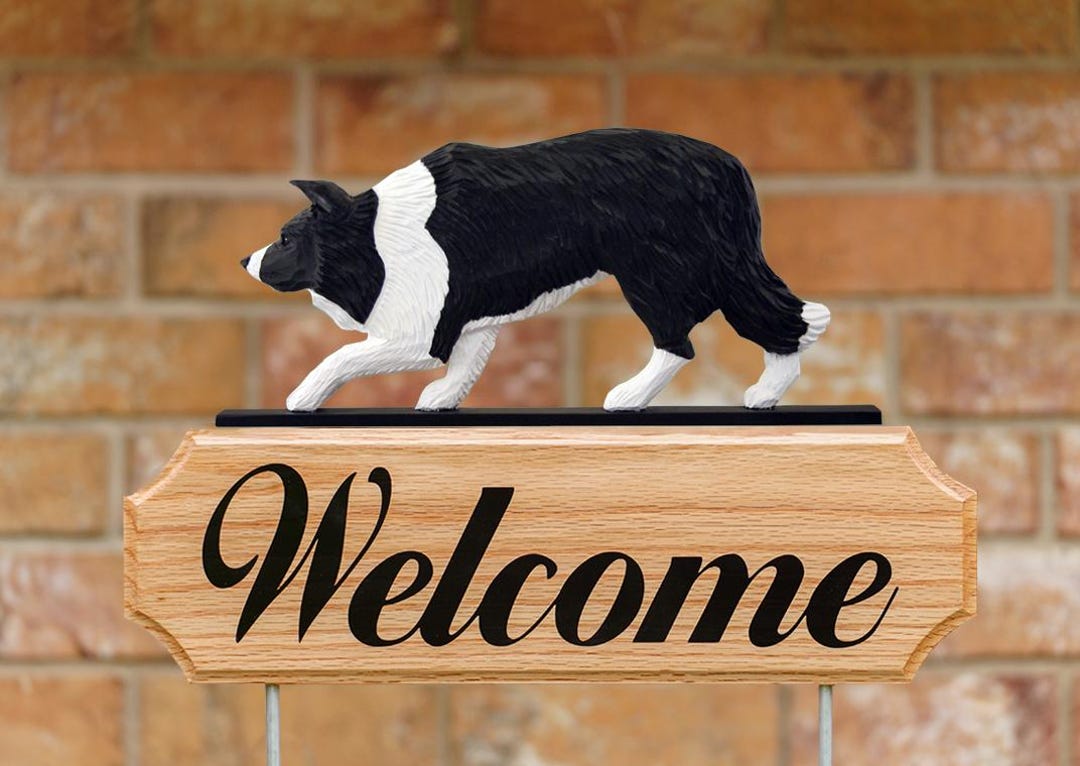 Border Collie Welcome Stake Sign - Multiple Colors Available - Etsy
