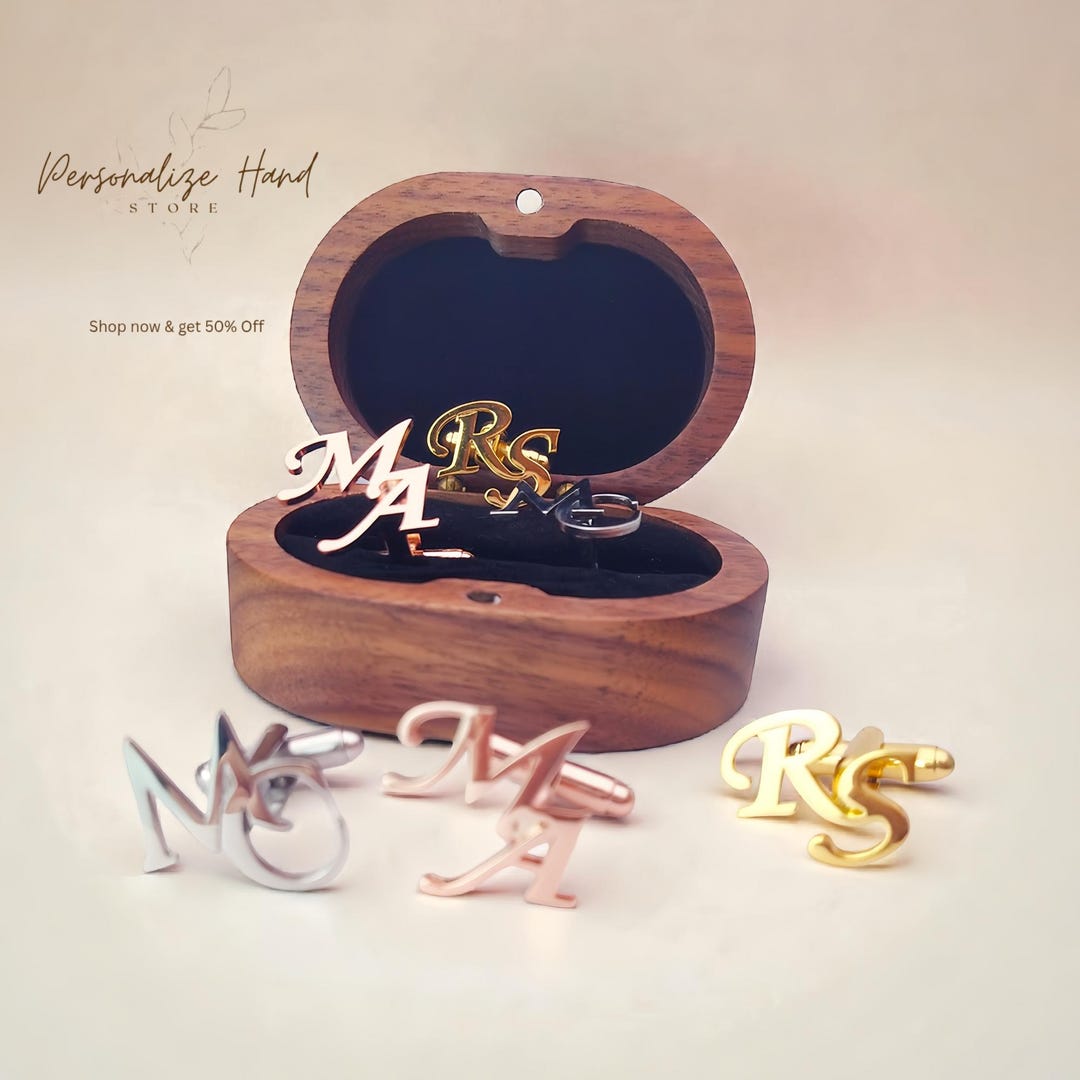 Custom Groomsmen Cufflinks With Initials or Numbers – Personalized ...