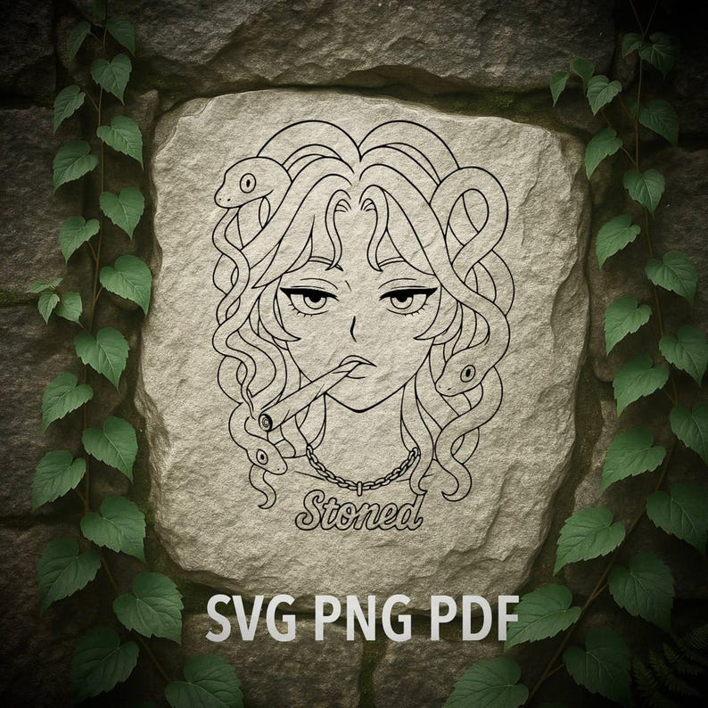 Stoner SVG - Medusa PNG - Cannabis Art - Anime Face - Weed Design ...