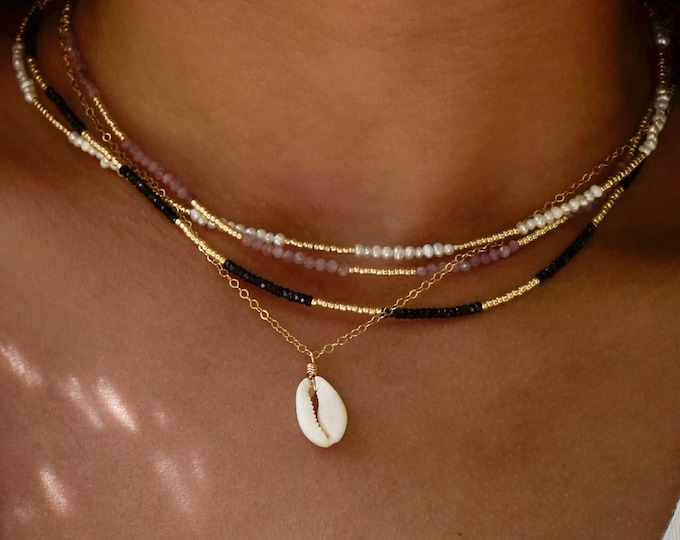 Cowrie Shell Necklace - Real Genuine White Cowrie Pendant - Sterling ...