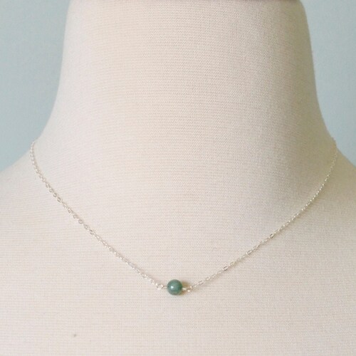 Small Green Jade Necklace Sterling Silver or 14kt Gold | Etsy