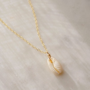 Cowrie Shell Necklace - Real Genuine White Cowrie Pendant - Sterling ...