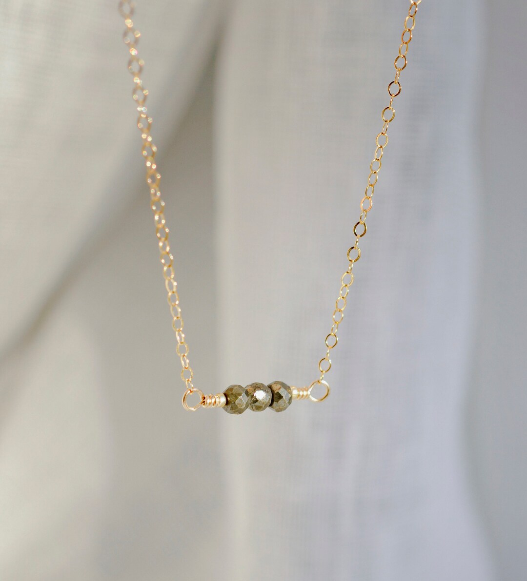 Pyrite Necklace in 14k Gold Filled or Sterling Silver - Small Pyrite ...