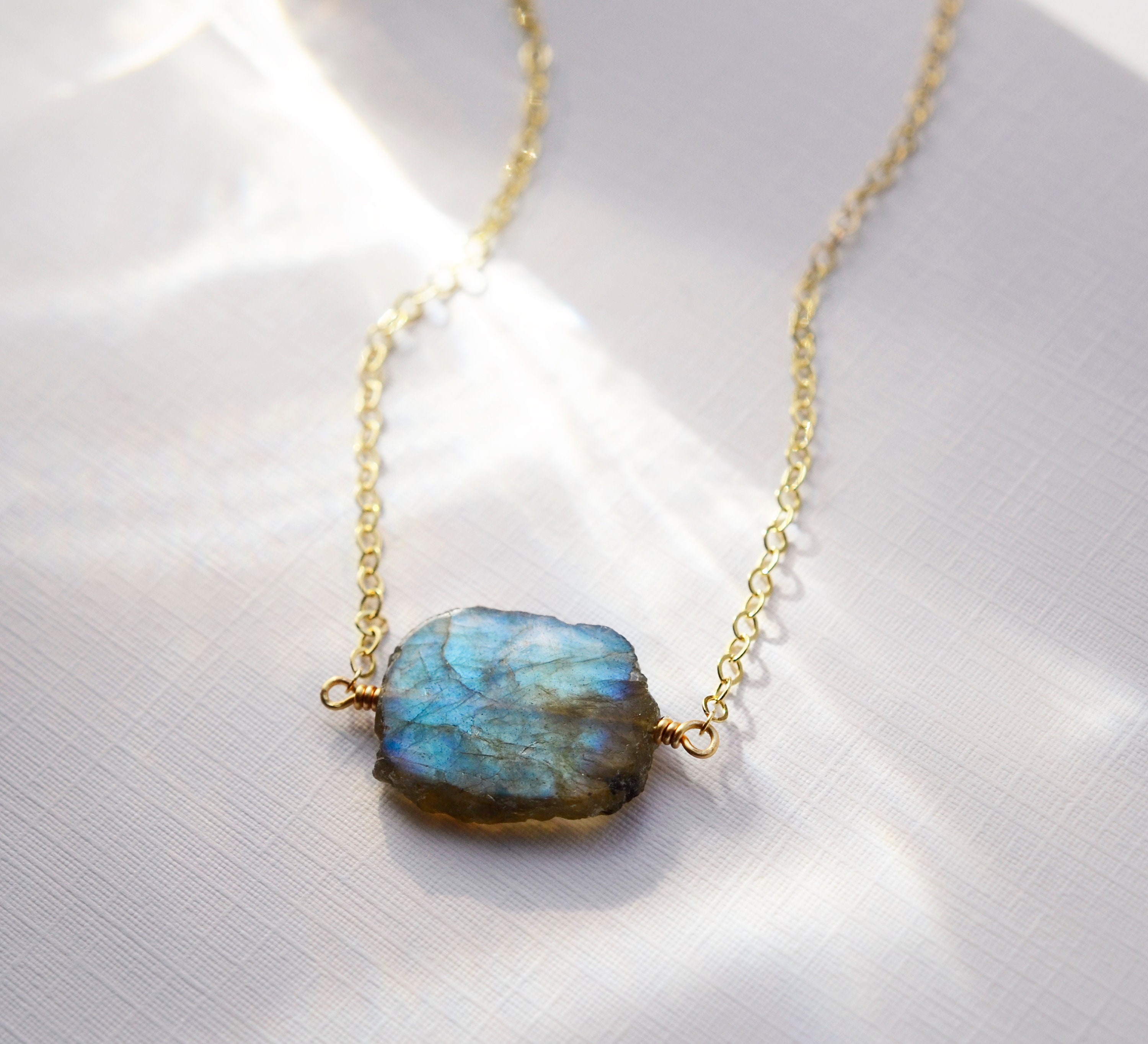 Labradorite Necklace - Raw Labradorite - Labradorite Slice Pendant ...