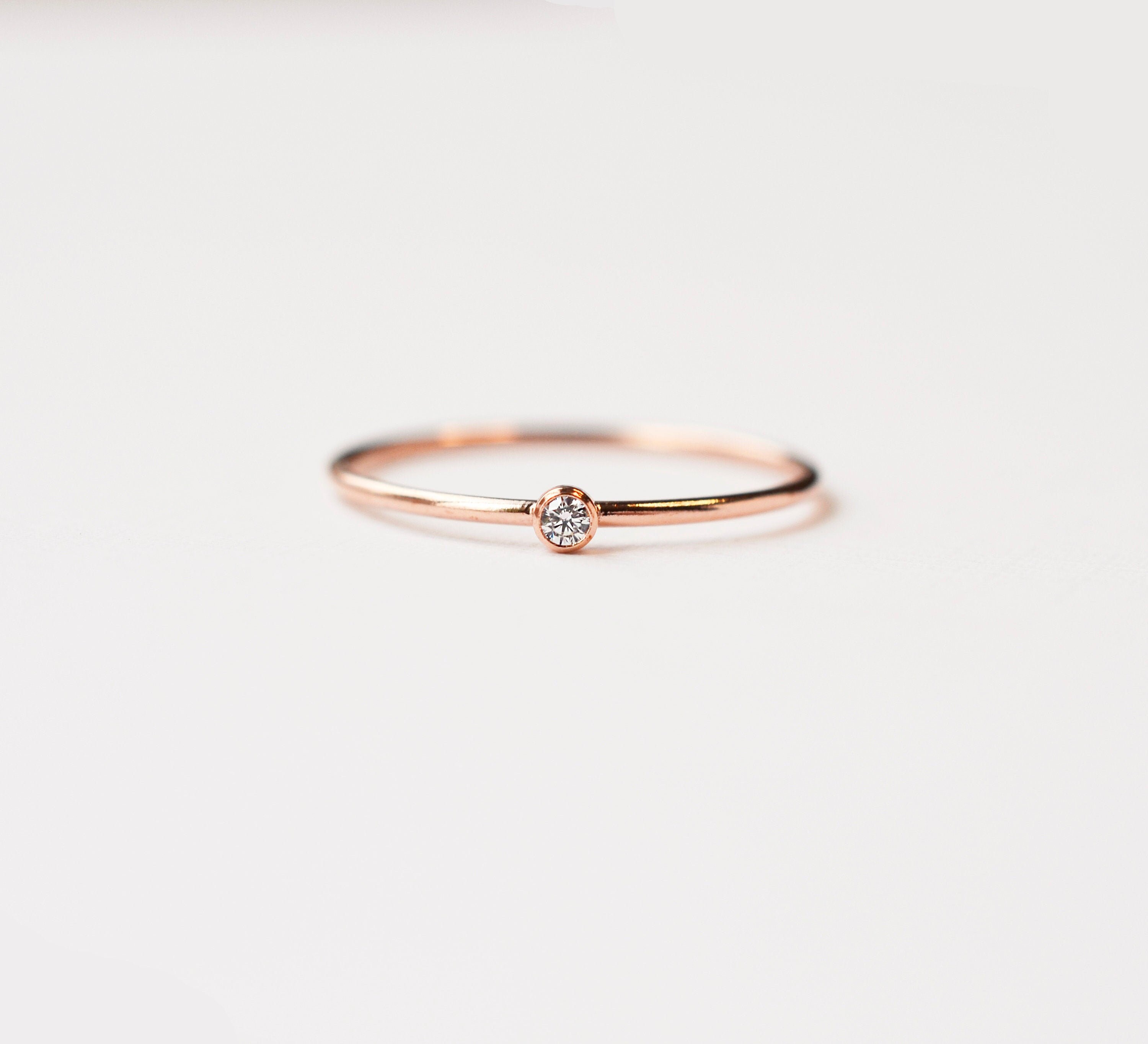 Rose Gold CZ Ring Cubic Zirconia Ring Stackable Rose Gold | Etsy