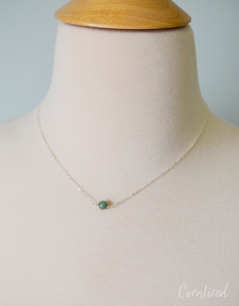 Small Green Jade Necklace - Sterling Silver or 14kt Gold Filled Jade ...