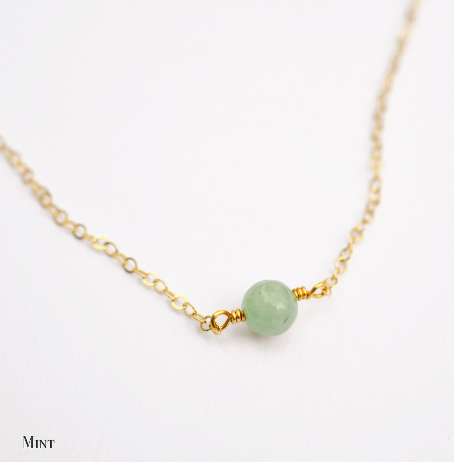 Small Green Jade Necklace - Sterling Silver or 14kt Gold Filled Jade ...