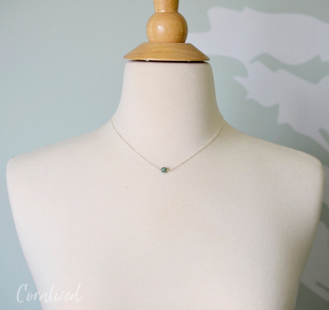 Small Green Jade Necklace - Sterling Silver or 14kt Gold Filled Jade ...