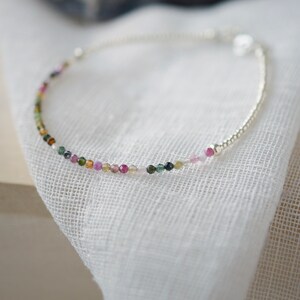 Tourmaline Bracelet, Sterling Silver or 14k Gold Filled - Beaded Pink ...