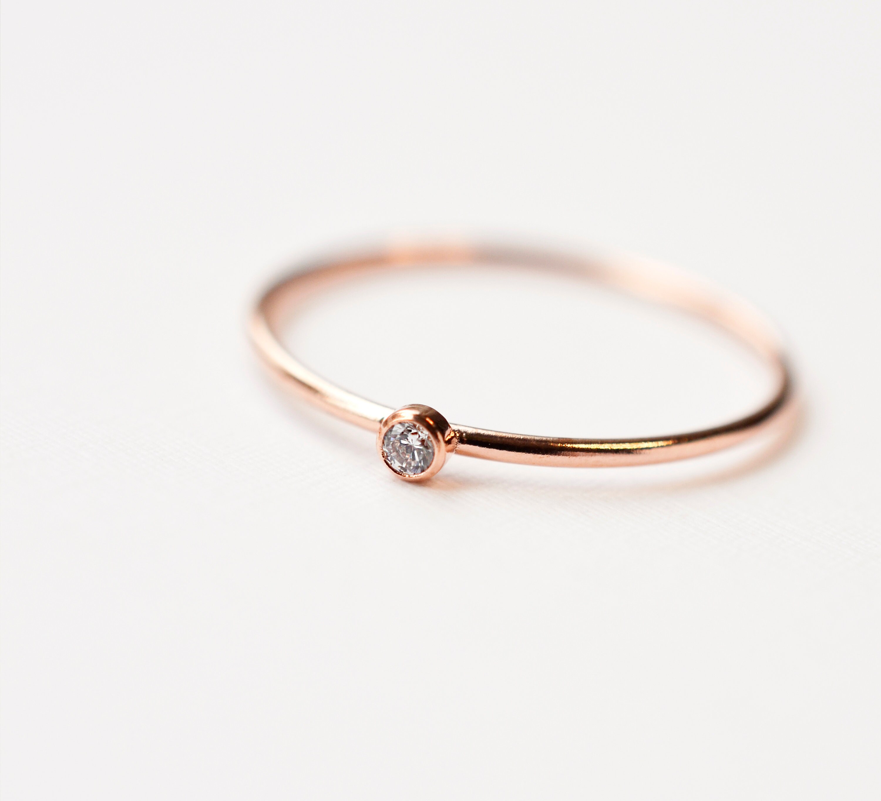 Rose Gold CZ Ring Cubic Zirconia Ring Stackable Rose Gold | Etsy