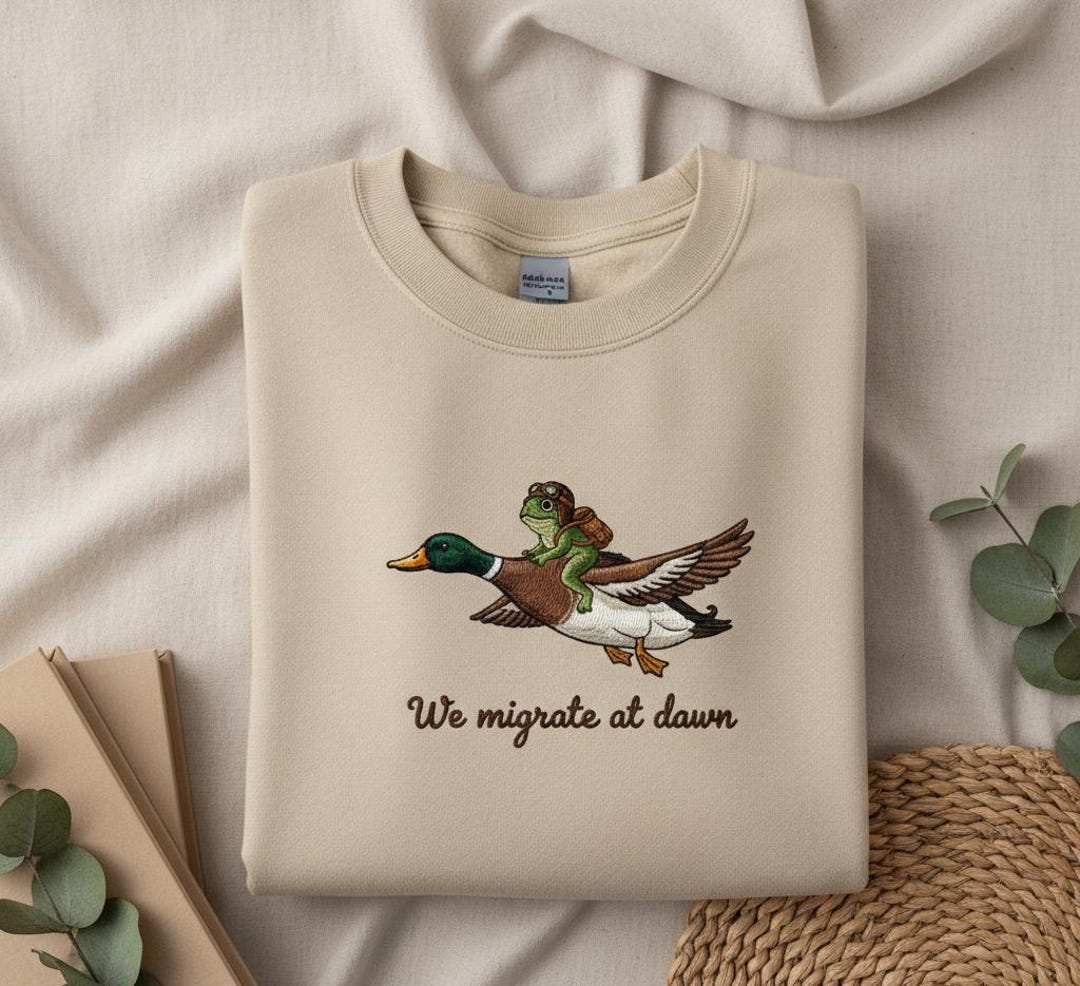 Custom Funny Animal Migration Illustration Design With Frog and Duck ...