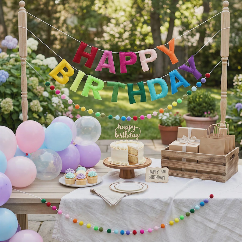 Felt Letters Happy Birthday, Felt Birthday Garland, Party Decoration ...