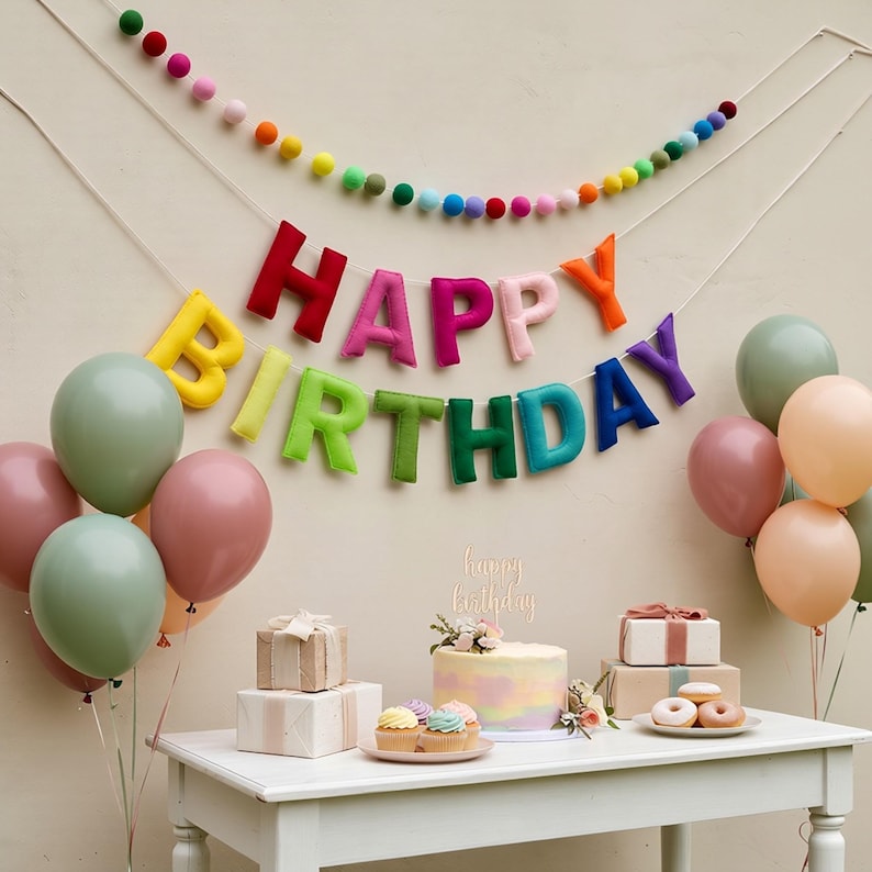 Felt Letters Happy Birthday, Felt Birthday Garland, Party Decoration ...