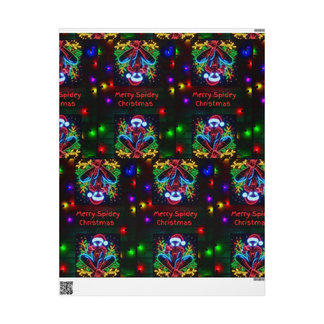 Spider-man Christmas Wrapping Paper: Neon Spidey Gift Wrap - Etsy