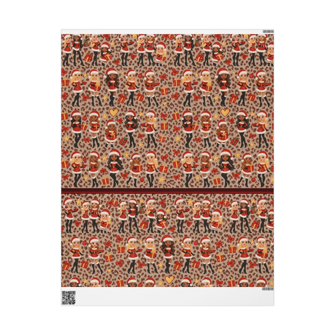 Cheetah Brats Doll Santa Wrapping Paper | Christmas Holiday Gift Wrap ...