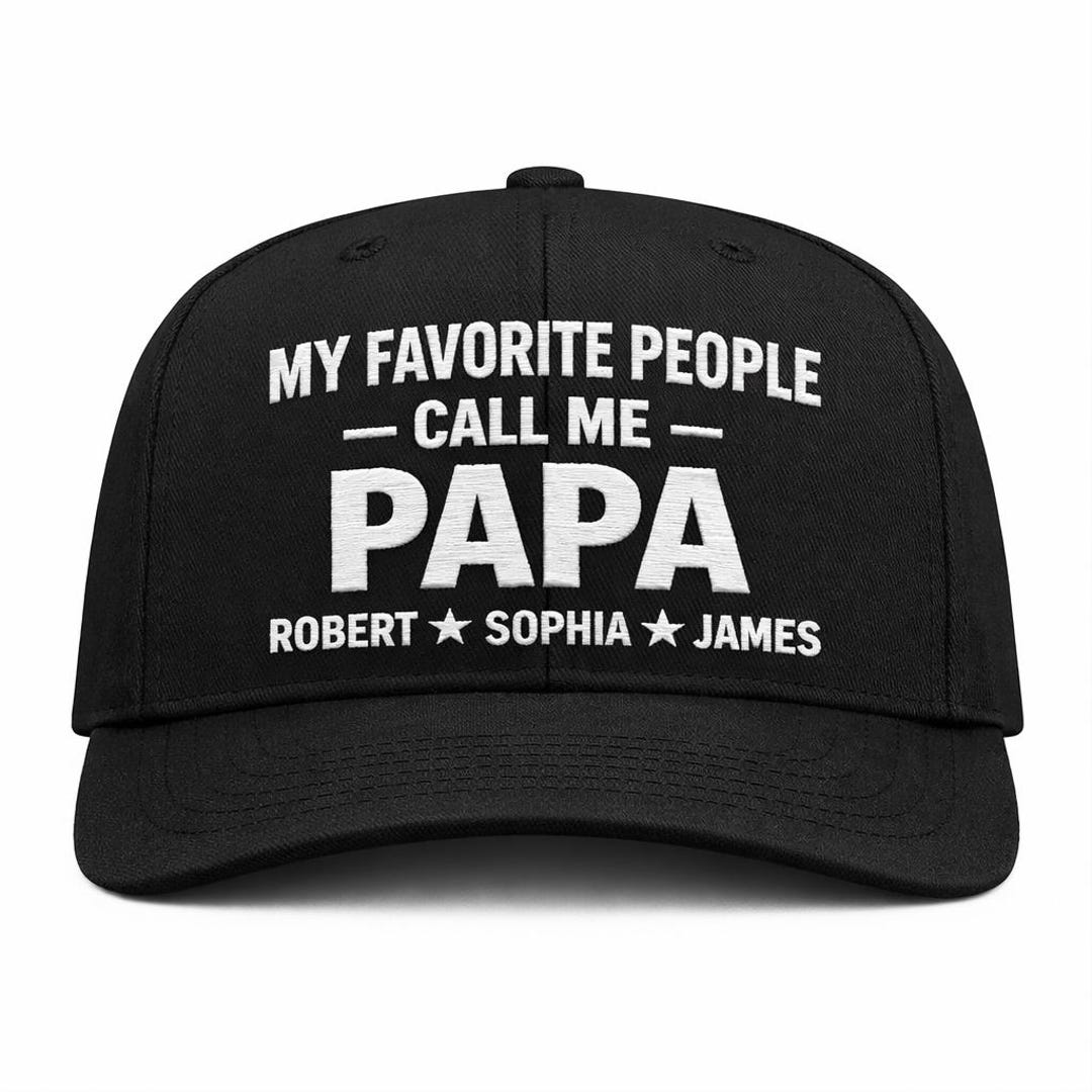 Custom Papa Hat With Kids Names Embroidered, Personalized Father Gift ...