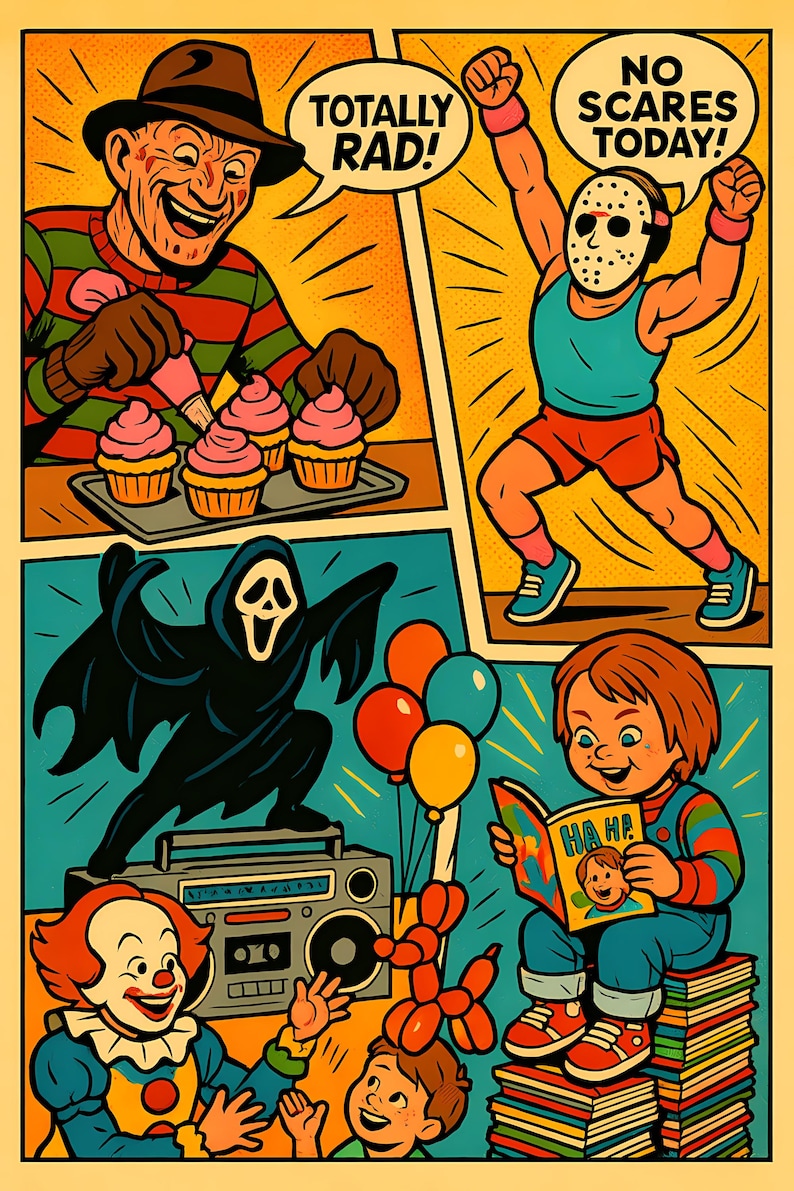 Funny Horror Icons Poster • Retro Comic Style Art Print - Etsy
