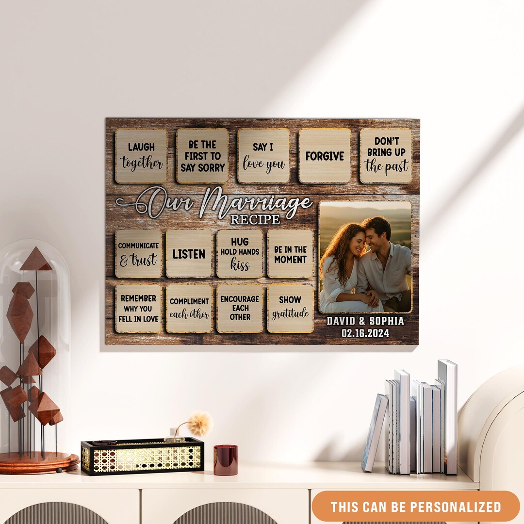 Our Marriage Recipe Canvas, Personalized Couple Photo Gift, Wedding ...