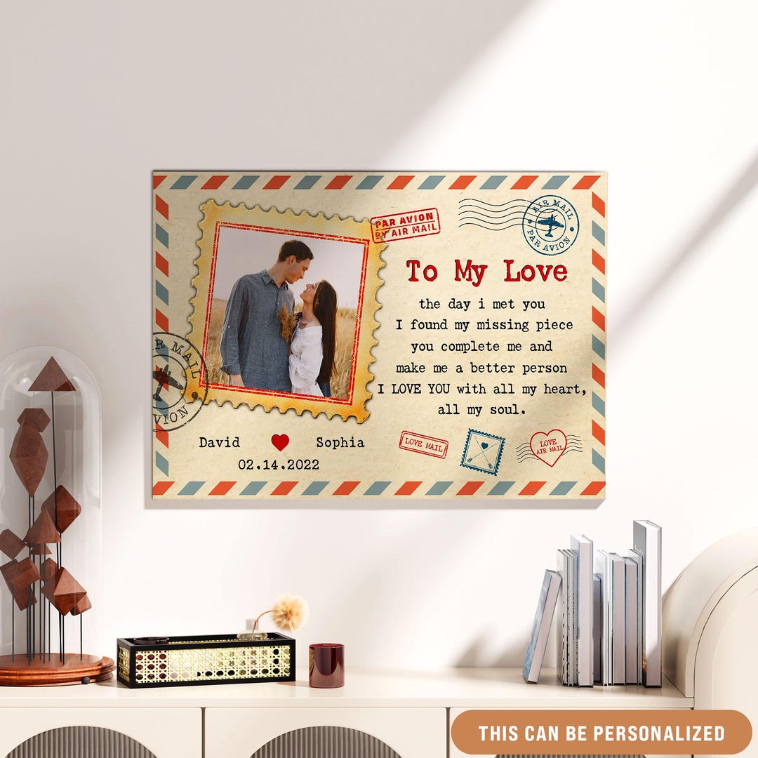 Personalized Love Letter Photo Canvas, Custom Couple Photo Canvas ...