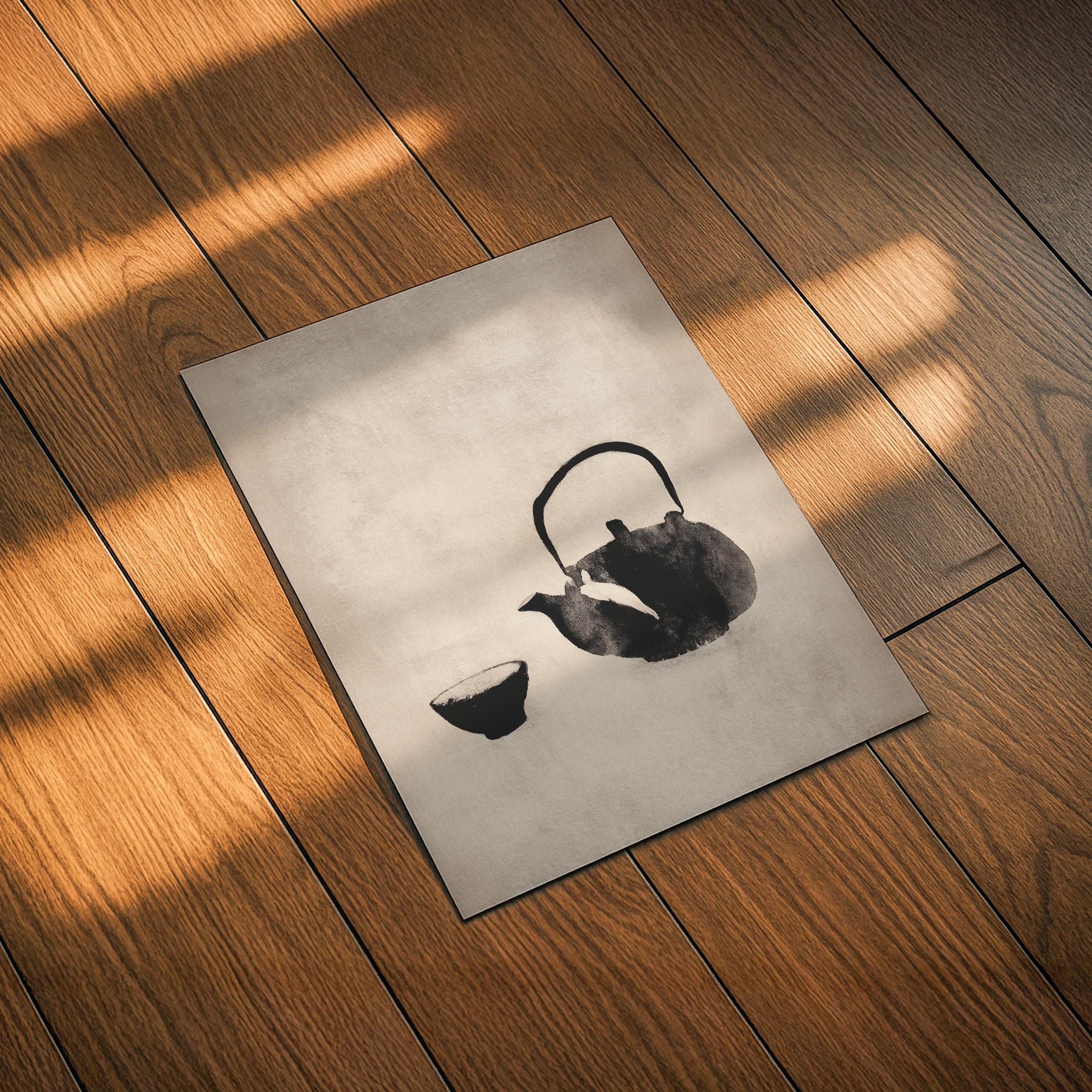 Sumi-e Teapot Wall Art Print, Japanese Tea Ceremony Poster, Minimalist ...