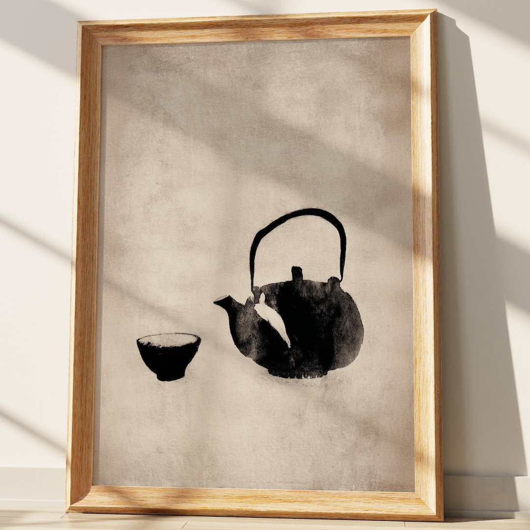 Sumi-e Teapot Wall Art Print, Japanese Tea Ceremony Poster, Minimalist ...