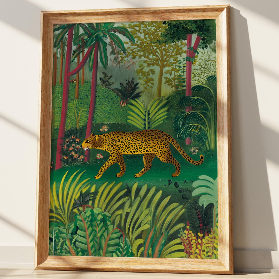 Jungle Wall Art: Vibrant Leopard in Lush Tropical Forest Print, Exotic ...