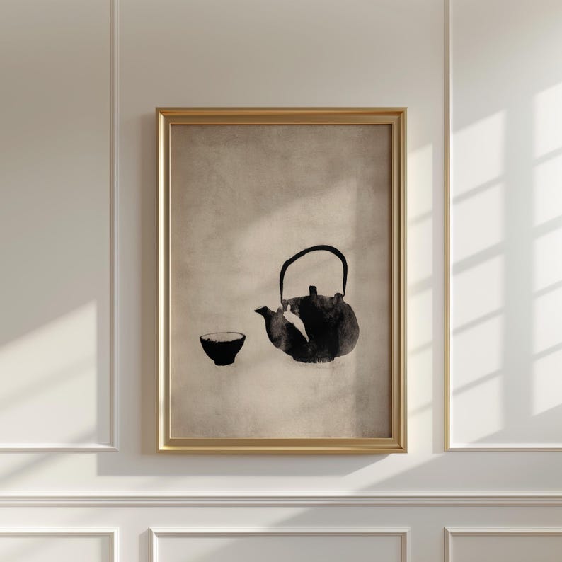 Sumi-e Teapot Wall Art Print, Japanese Tea Ceremony Poster, Minimalist ...