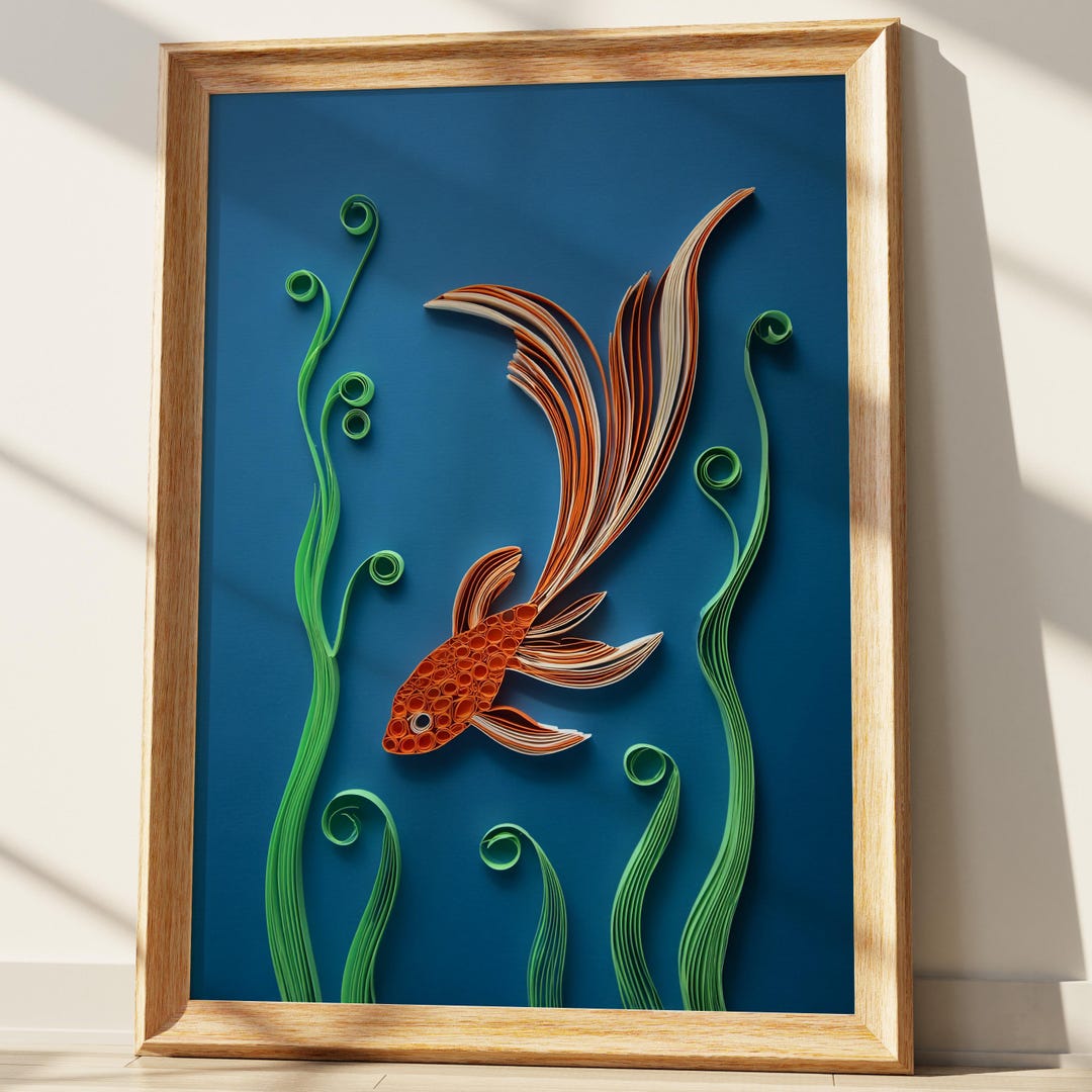 Paper Quilling Goldfish Art Print, 3D Paper Craft Effect Poster ...