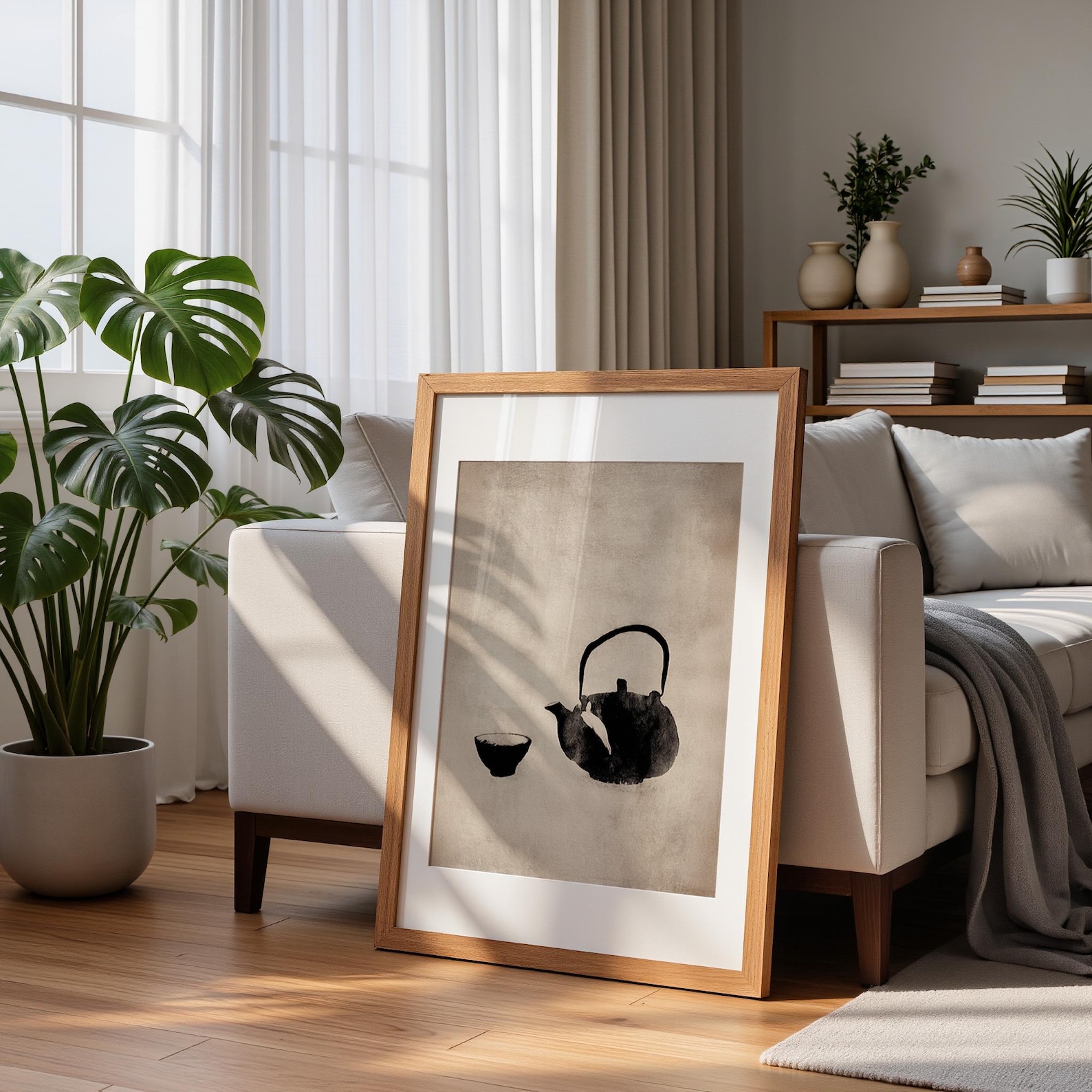 Sumi-e Teapot Wall Art Print, Japanese Tea Ceremony Poster, Minimalist ...
