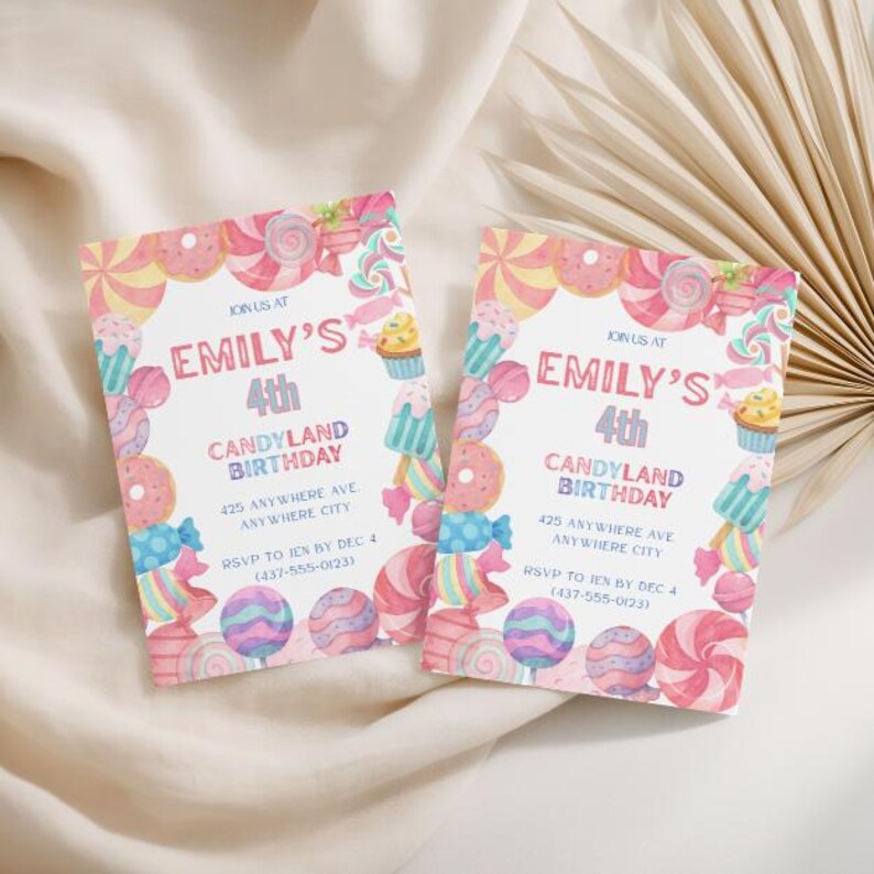 Candyland Birthday Invitation, Digital Editable Template With Canva ...