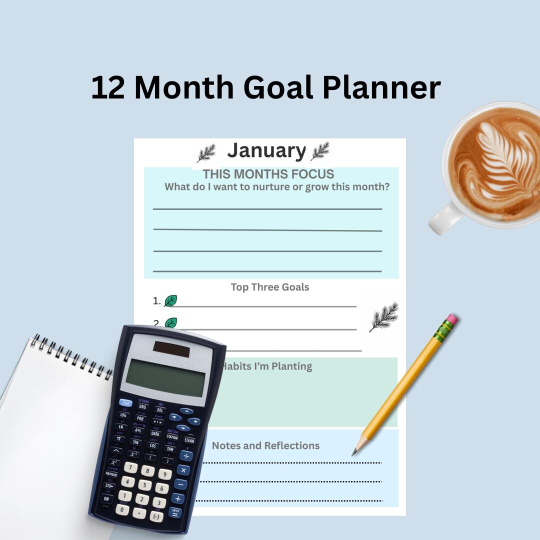 12 Month Goal Planner Printable - Etsy