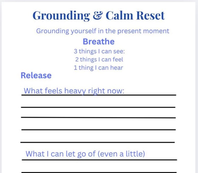 Reset Journal Printable | Grounding & Calm One Page Journal | Anxiety ...