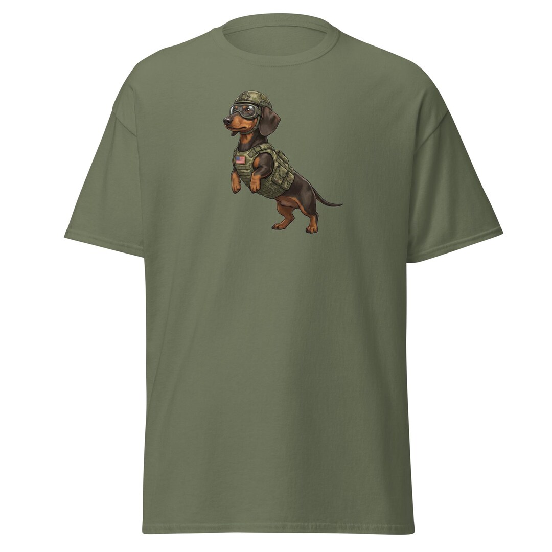 Blues/browns/greens/grays Unisex Classic Tee Tactical Dachshund Wiener ...