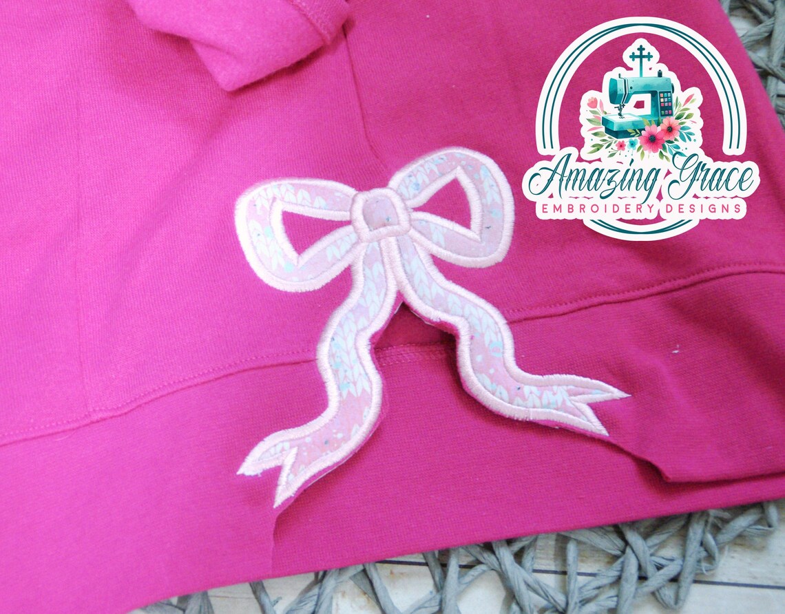 Applique Side Bow Applique Design - Etsy