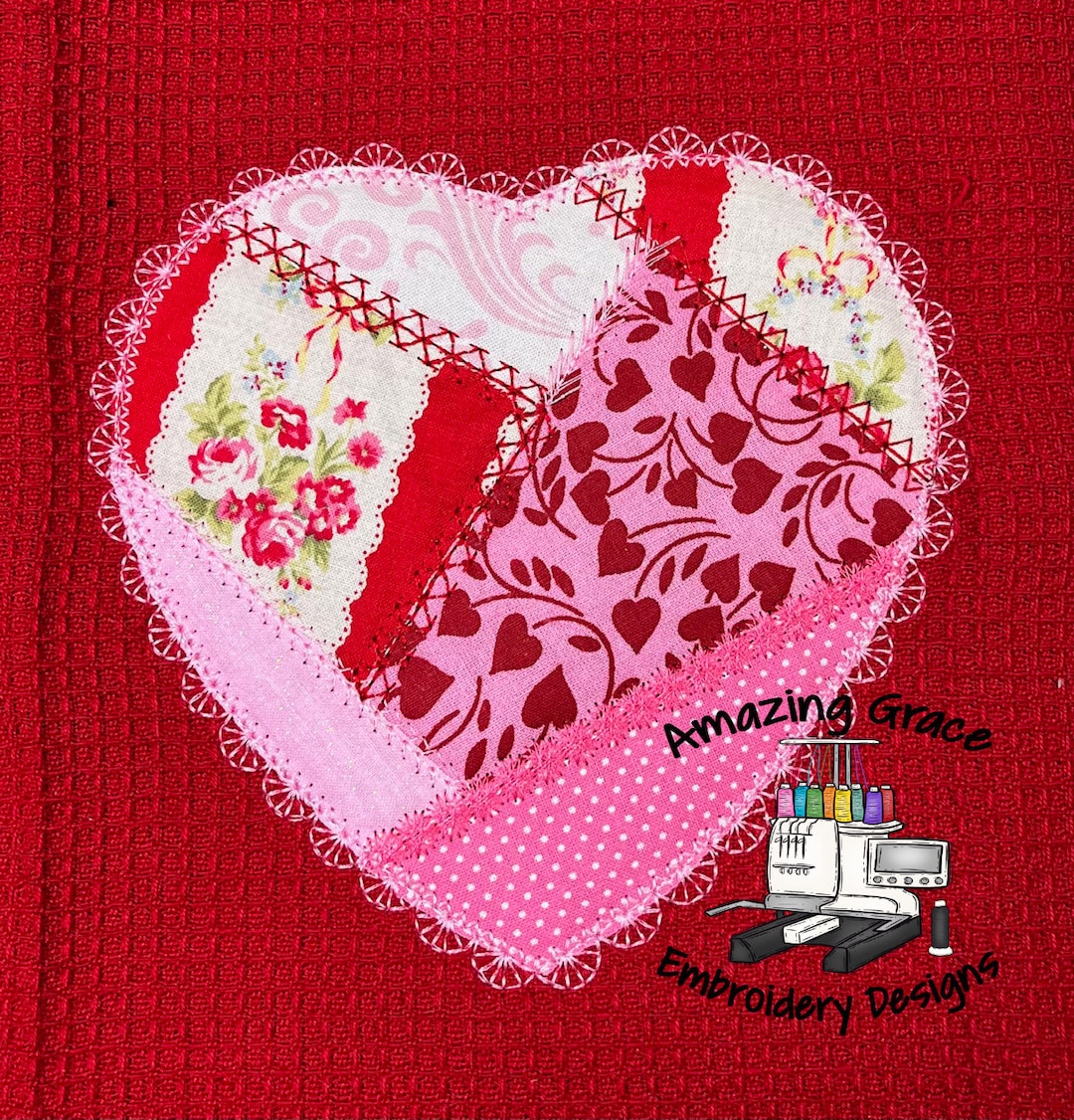 Patchwork Heart Applique Design - Etsy