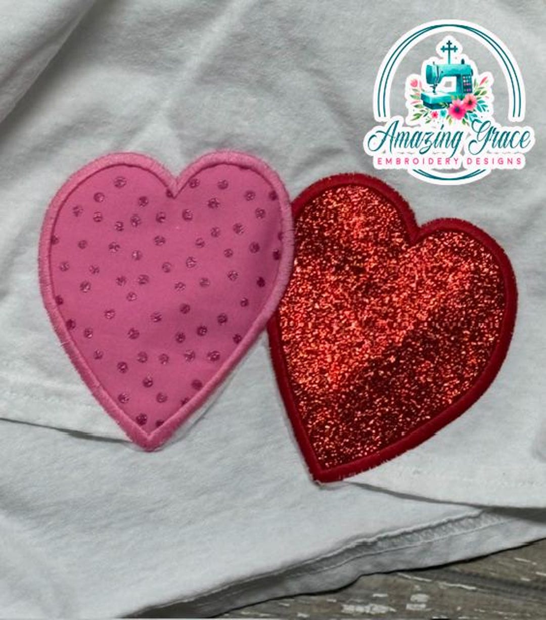 Applique Side Double Hearts Applique Design - Etsy